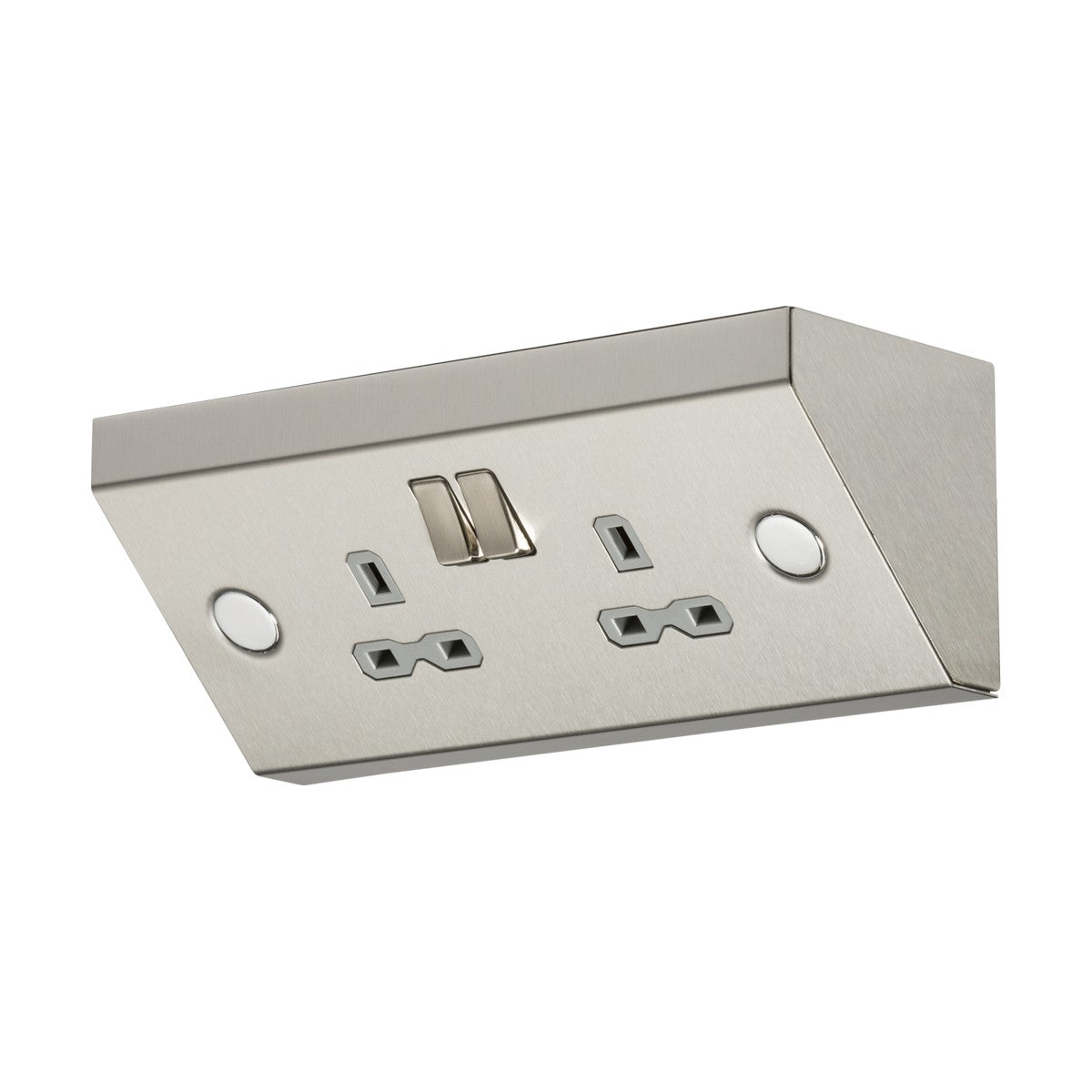 13A 2 Gang Under Cabinet DP Switched Socket - Stainless Steel, Grey ...