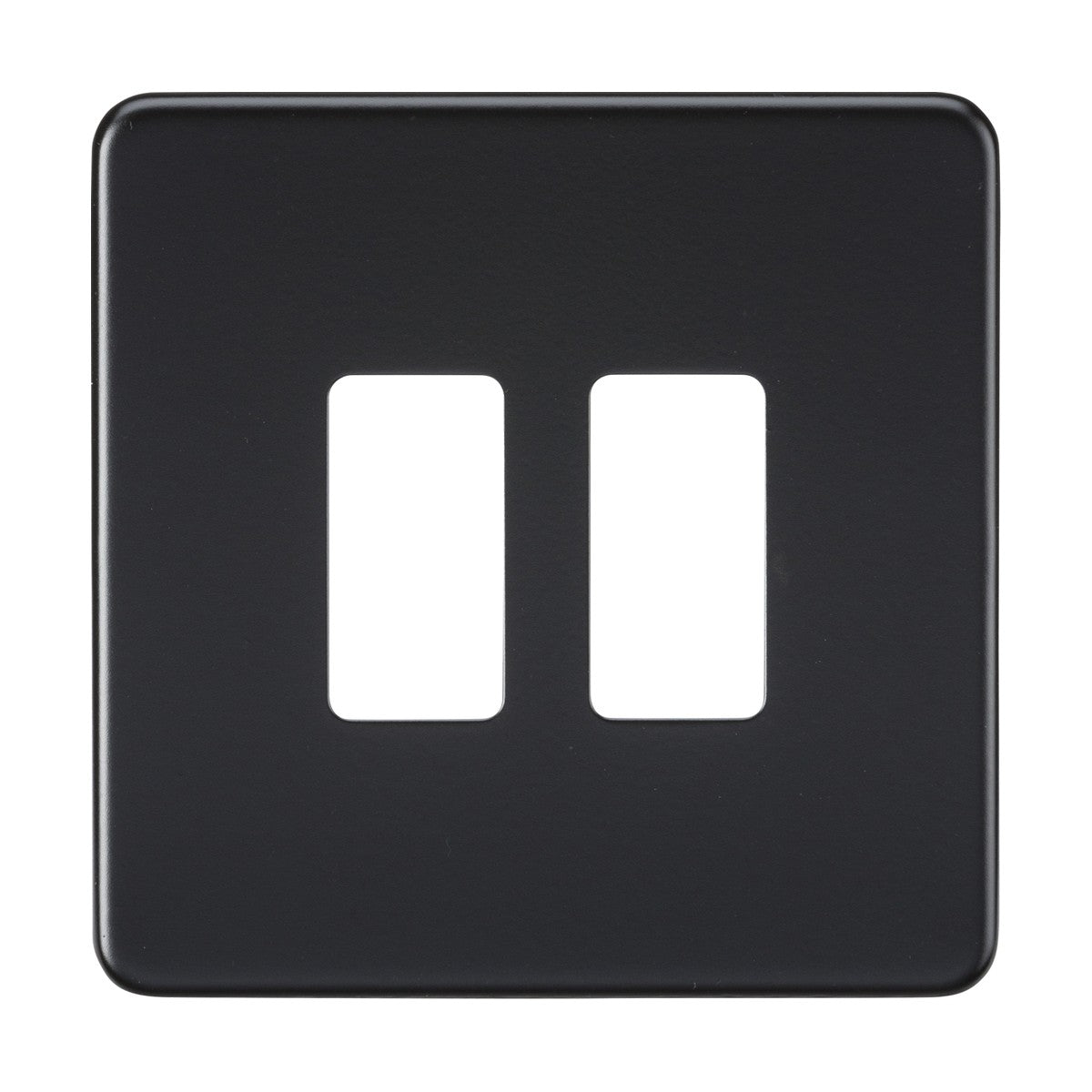 Screwless 2 Gang Grid Faceplate - Matt Black – Niori