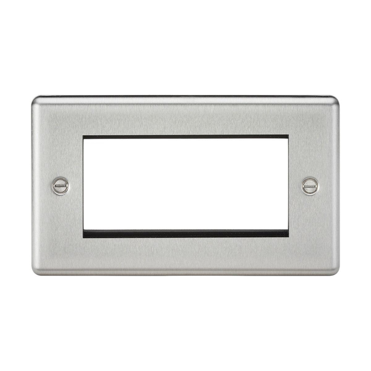 4 Gang Modular Faceplate Brushed Chrome Rounded Edge | Niori