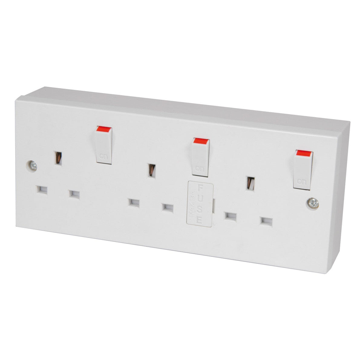 Mercury 3 Gang Switched Fused Outlet White | Niori