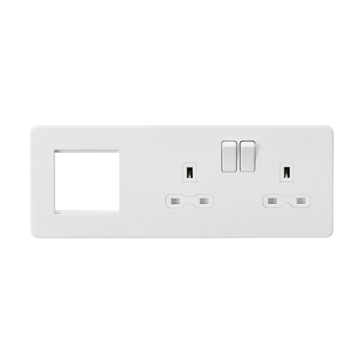 13A 2 Gang DP Socket + 2 Gang Modular Combination Plate - Matt White ...