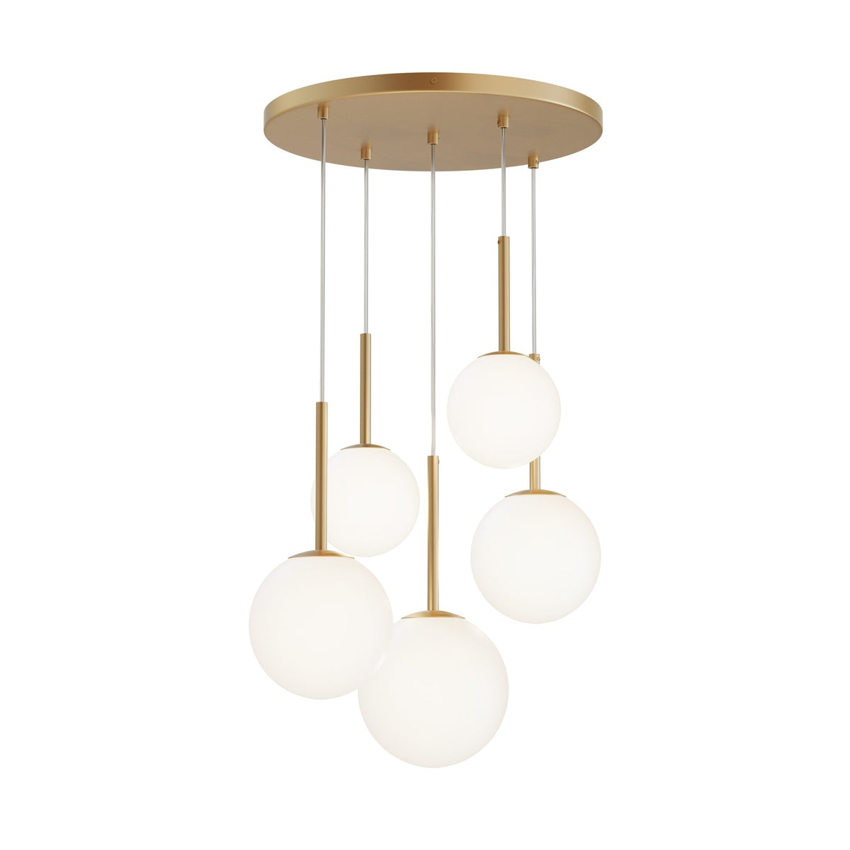 Basic form 5 Light Opal Glass Cluster Pendant Light - Gold – Niori