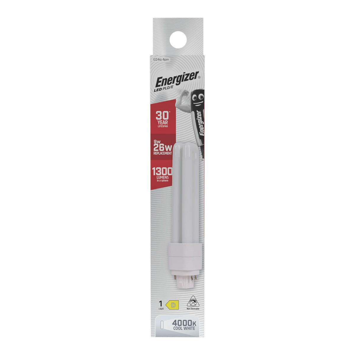 Energizer 9W Non-Dimmable LED PLD 4-Pin Bulb - Cold White, G24q, 4000K ...