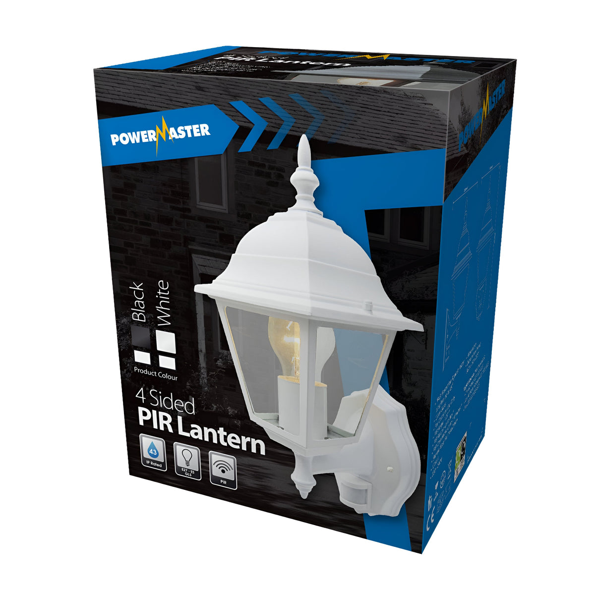 PowerMaster Outdoor 4-Sided Wall With PIR Lantern - White – Niori
