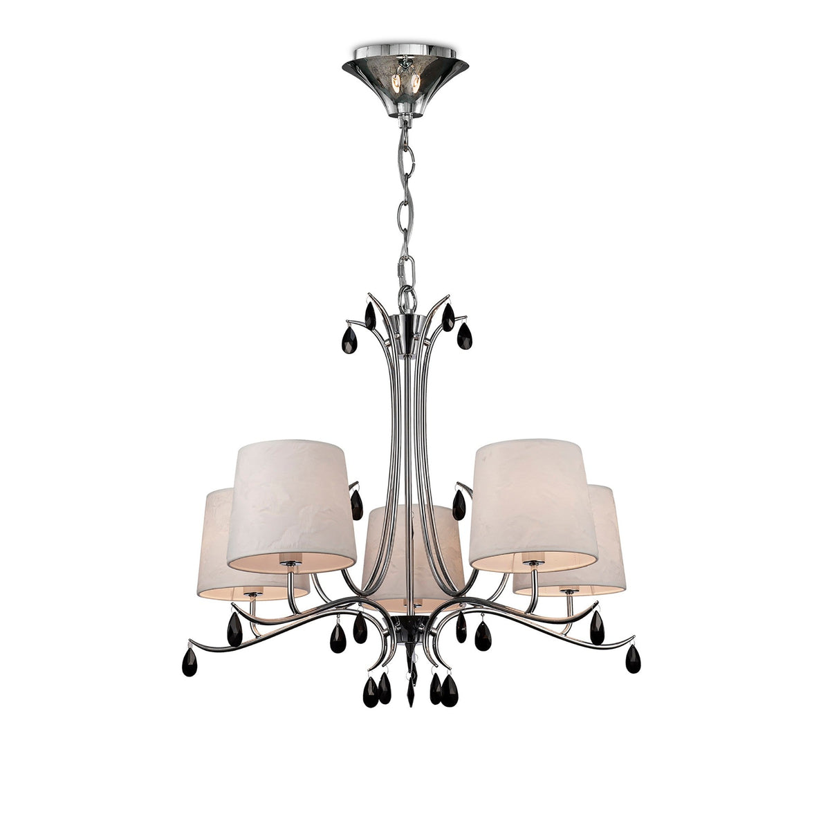 Andrea 81.5cm 5 Light Chandelier - Polished Chrome With White Shades ...