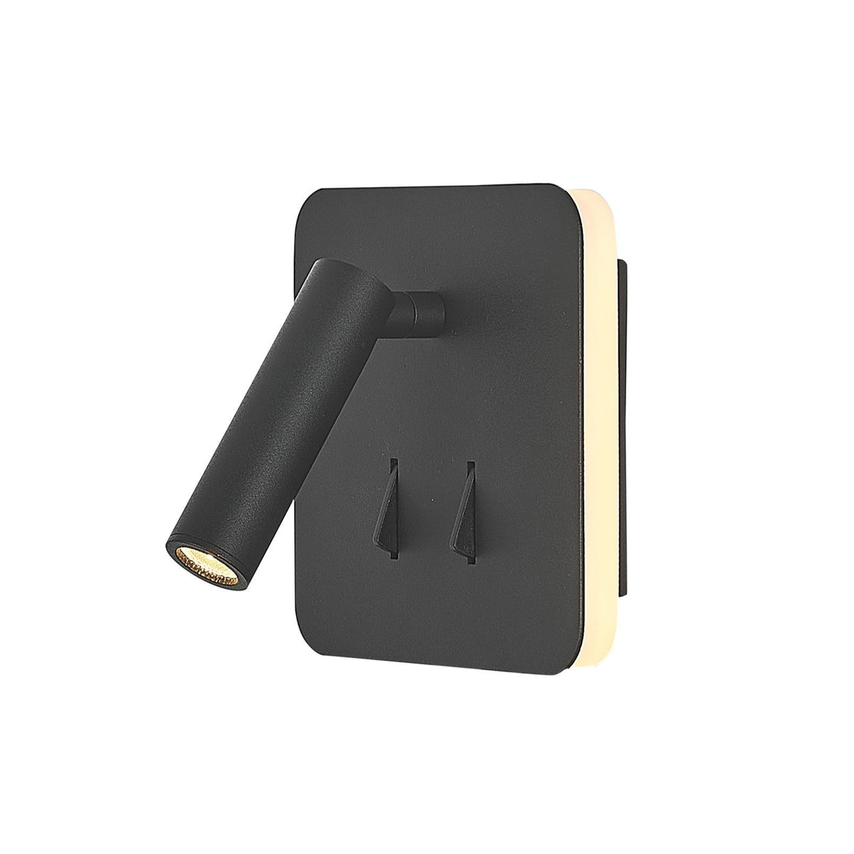 Cayman Square LED Wall/Reading Light With Switch - Sand Black – Niori