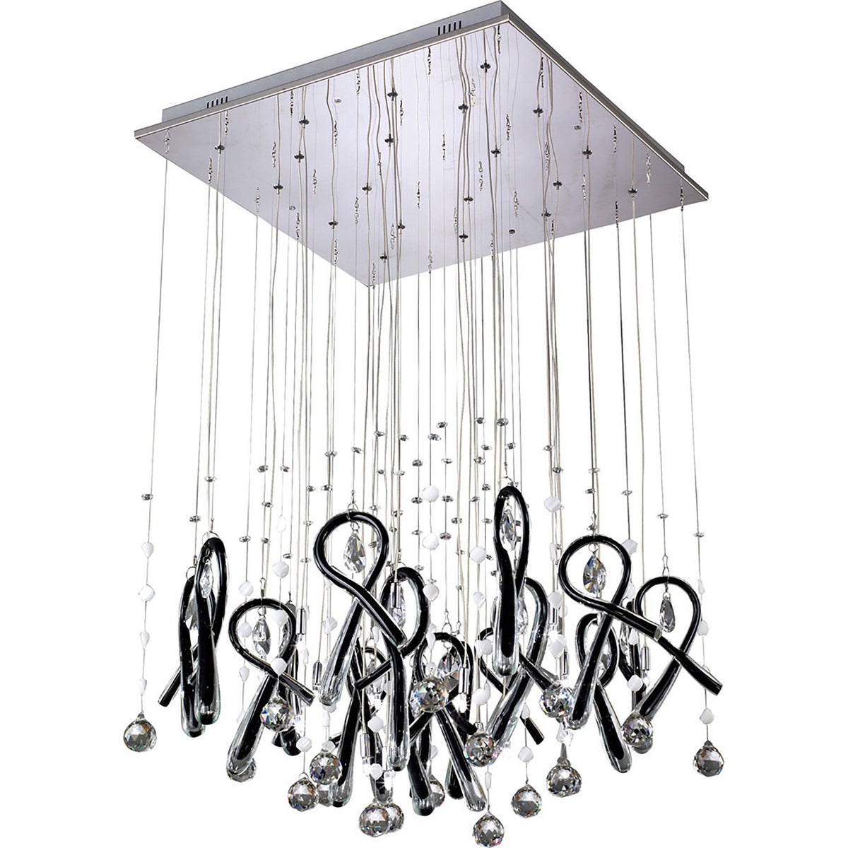 Class Square Large Crystal Cluster Pendant Light - Chrome & Black – Niori