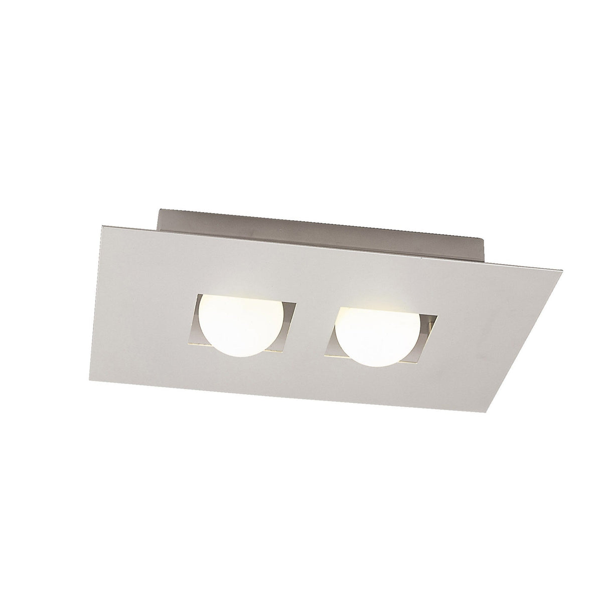 Cocoon 2 Light Frosted Glass Flush Ceiling - Silver – Niori
